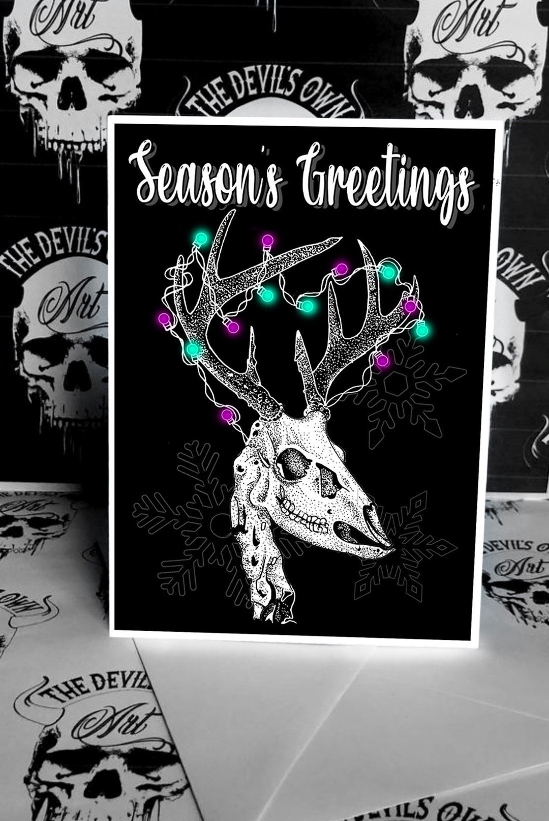 Gothic Christmas Card Goth Reindeer Spooky - Etsy