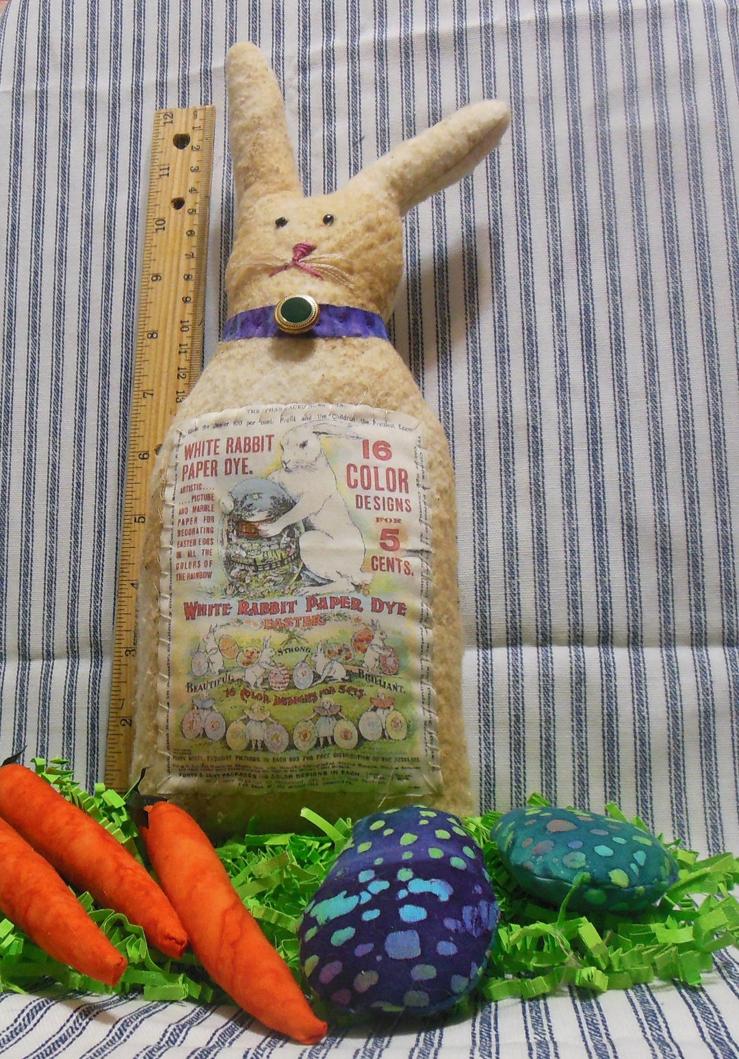 Primitive Rabbit/bunny agnes Shabby Chic With 3 Spring Carrots and 2 ...