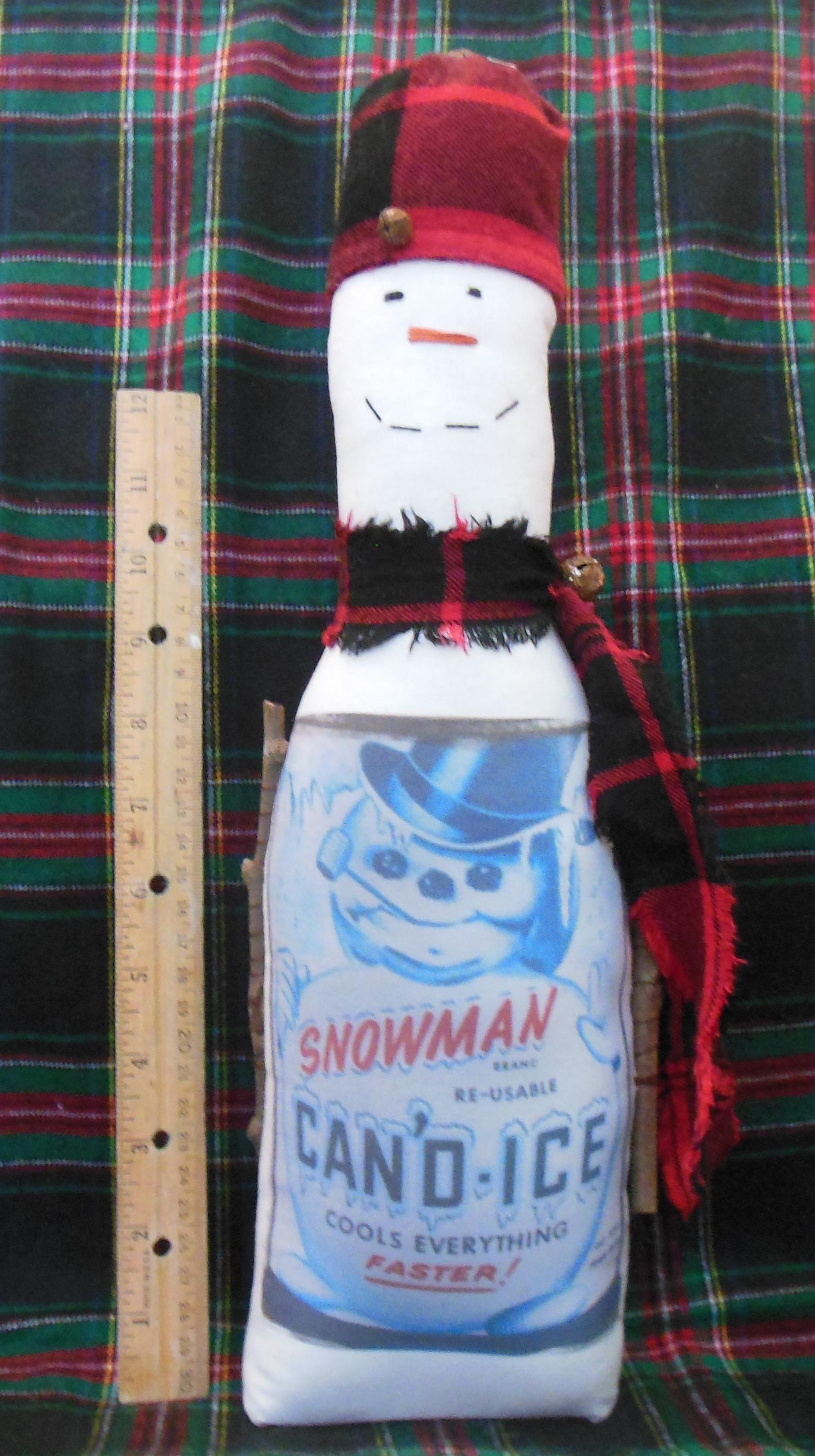 Primitive Snowman "hank" "snowman CAN'D Ice" Salesman-can'd Ice Was ...