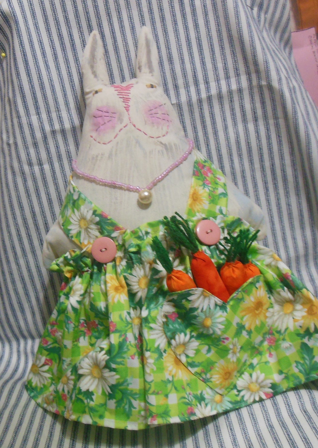 Folk Art "lady Bunny" a Big Ole' Round Happy Lady Bunny With Her ...