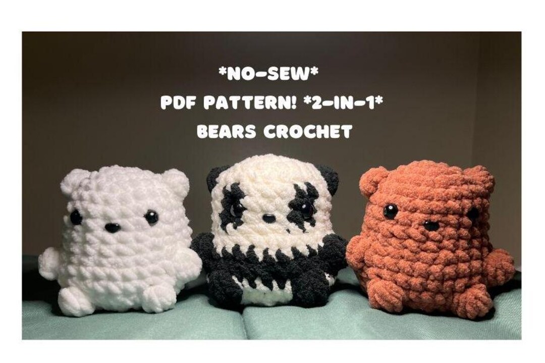 Mini Bears 2-in-1 Crochet Pattern W/hat Accessory Included! *NO-SEW* We ...