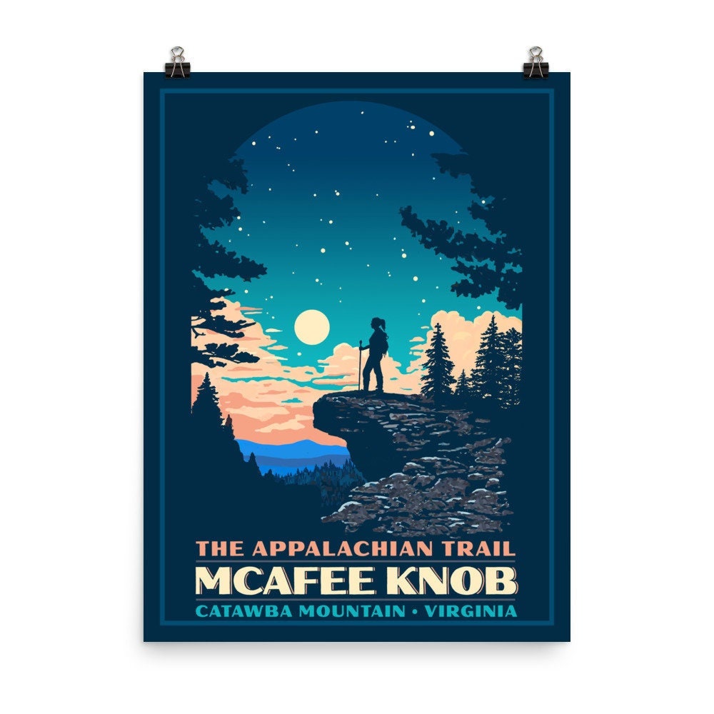 Mcafee Knob Overlook Appalachian Trail Poster Evening Sunset Vintage ...
