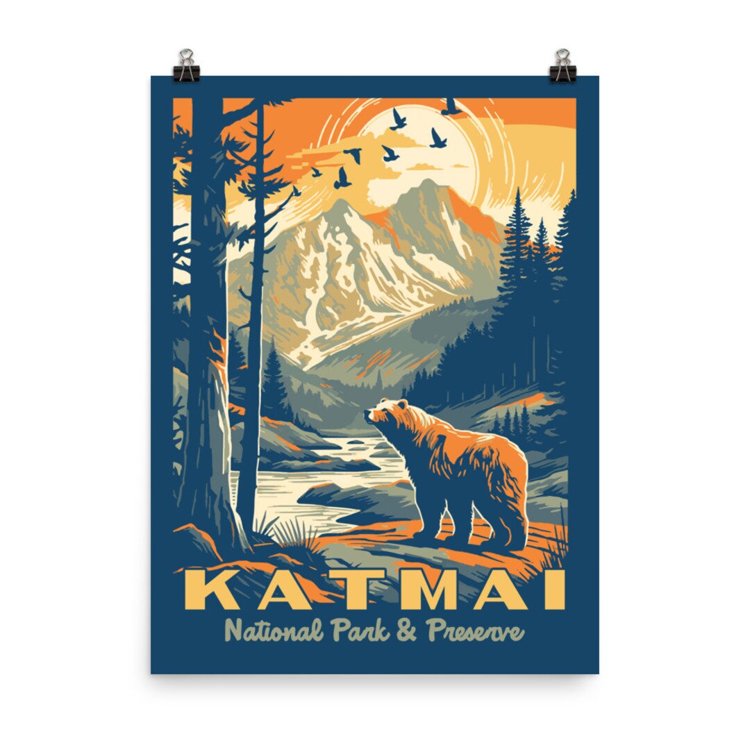 Katmai National Park & Preserve WPA National Park Style Art Print ...