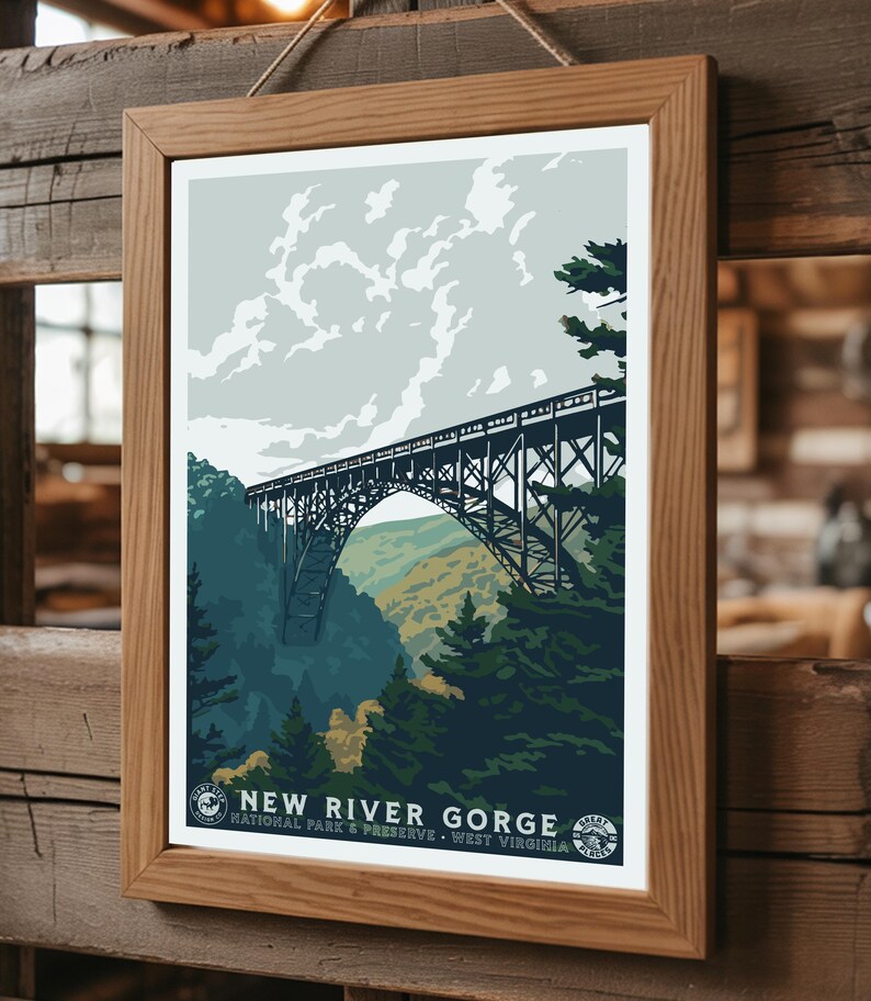 New River Gorge National Park and Preserve | Vintage WPA Style Retro ...