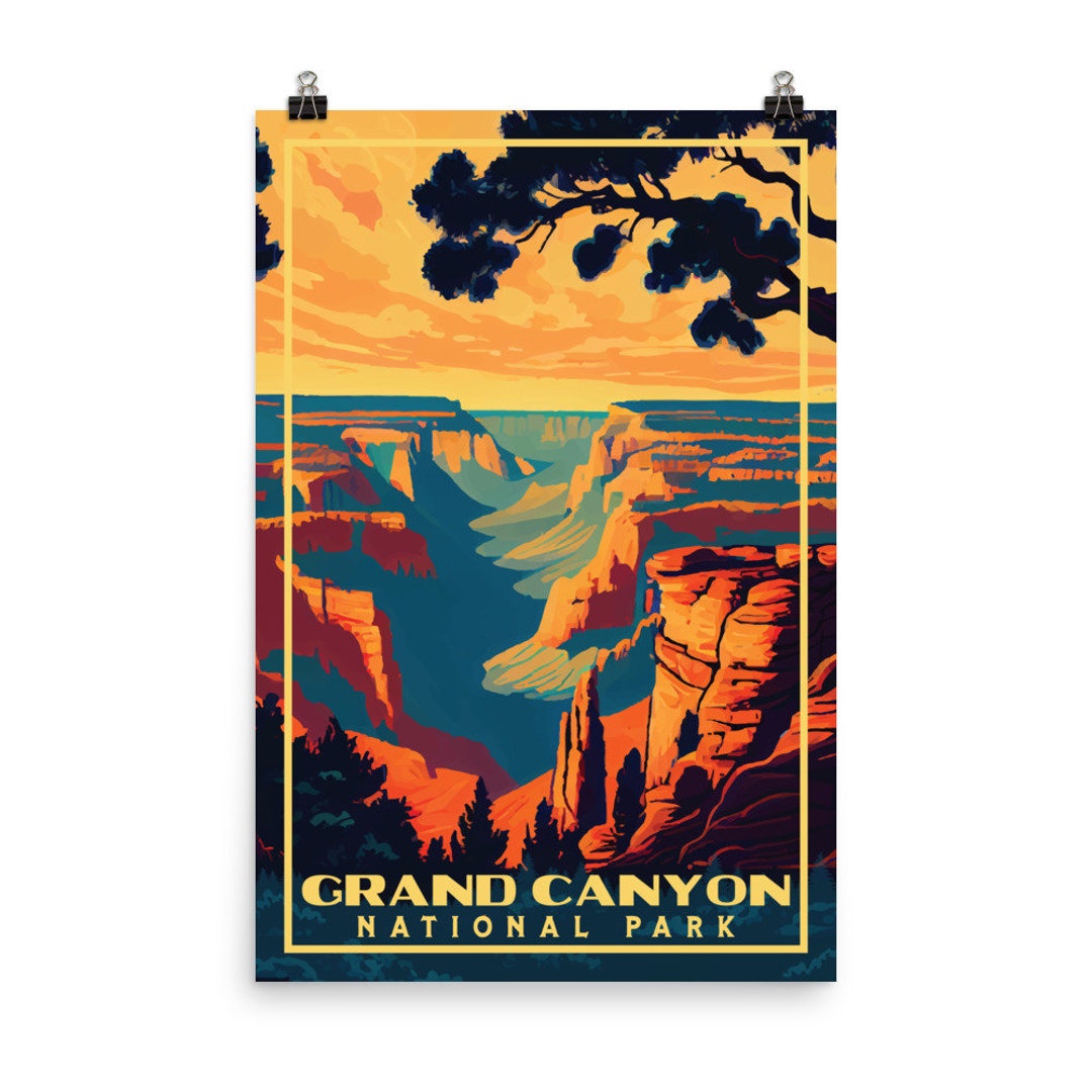 Grand Canyon National Park | Colorful Arizona Sunset Vintage WPA Poster ...