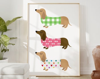 Printable Dachshund Print Set of 3 Kids Room Poster - Etsy