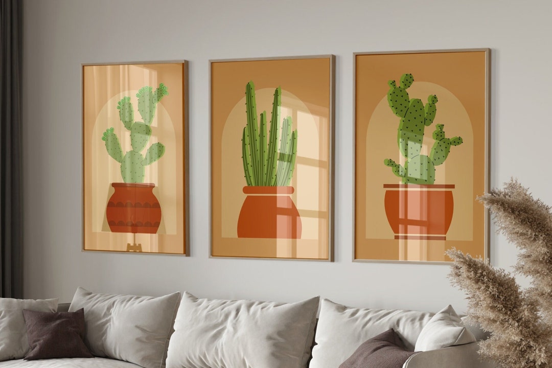 Printable Terracotta Cactus Art, Set of 3, Southwest Desert Plants ...