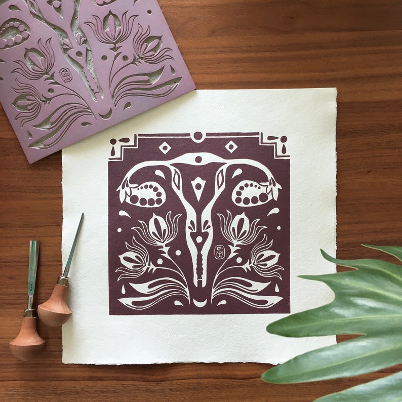 PCOS Linocut Print 30x30cm Limited Original Artwork - Etsy