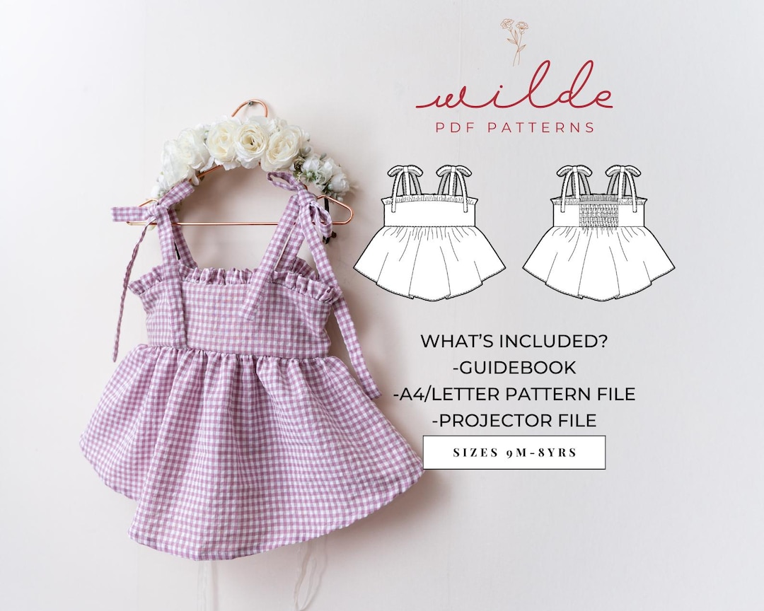 Babydoll Top PDF Sewing Pattern | Girls Ruffle Top | Tie Strap | Curved ...