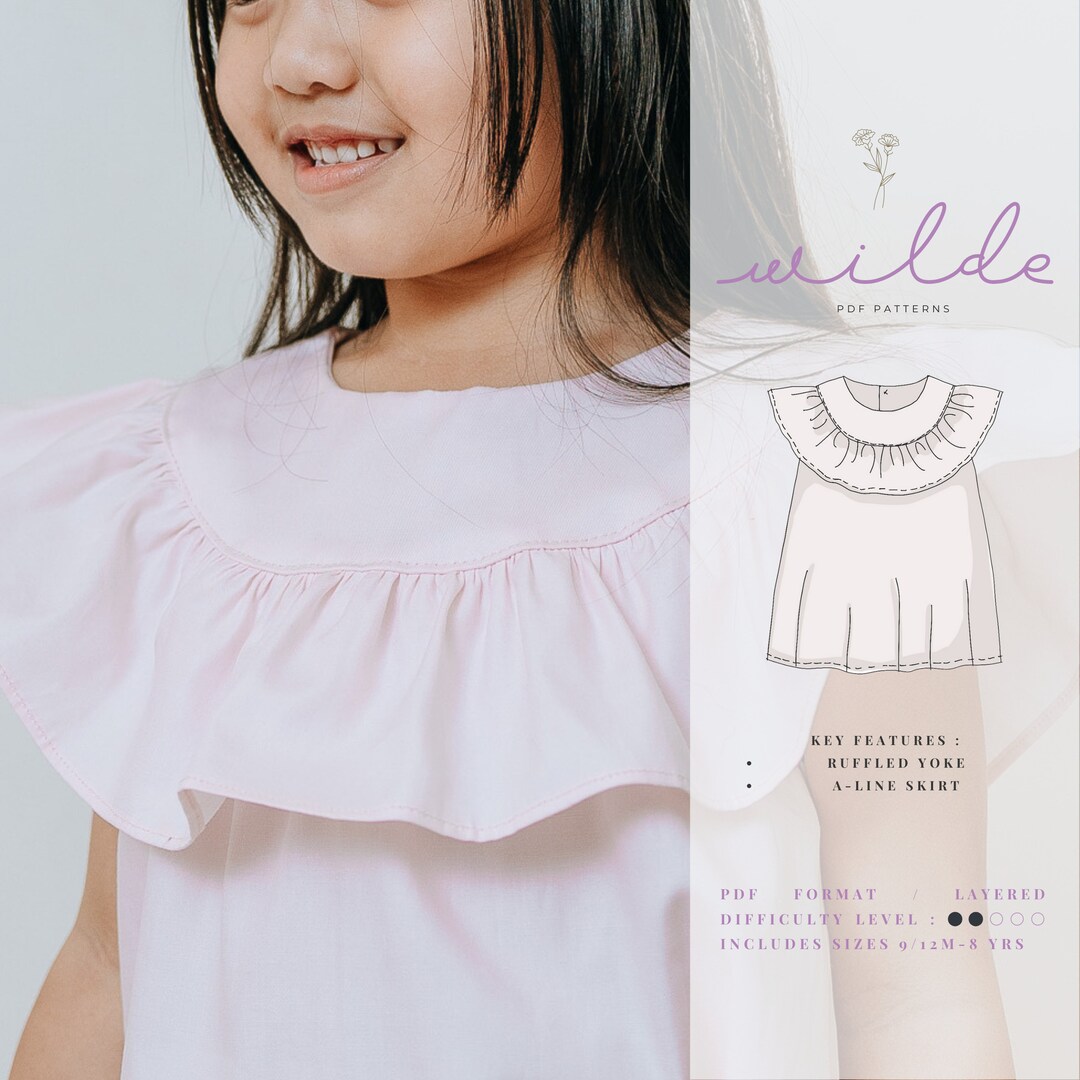 Ruffle Yoke Dress PDF Pattern 9/12months 8 Years Old - Etsy