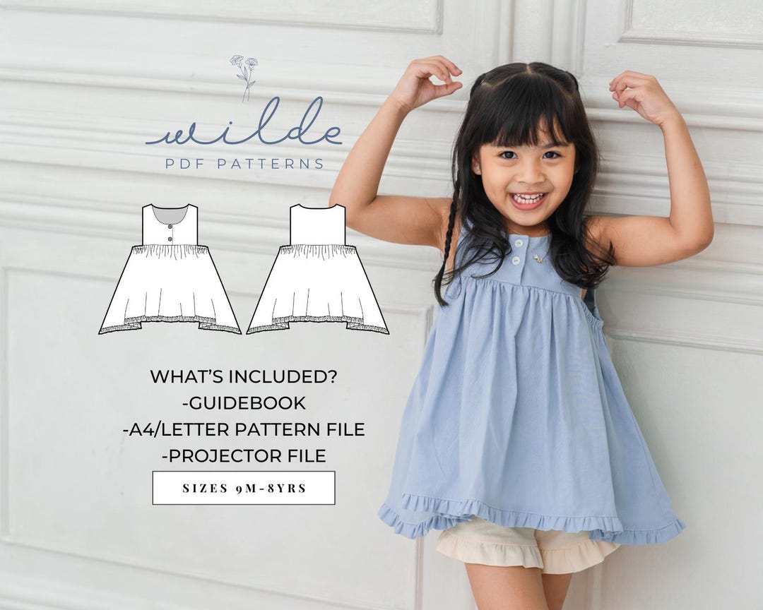 Summer Top PDF Sewing Pattern | Girls Ruffle Top | Curved Hem ...