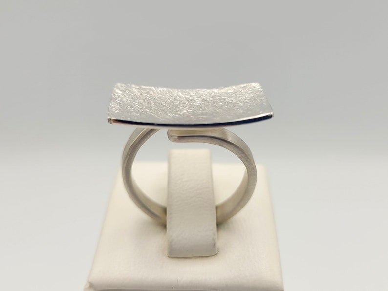 Hammered Sterling Silver Rectangle Ring: Adjustable Boho Statement Ring ...