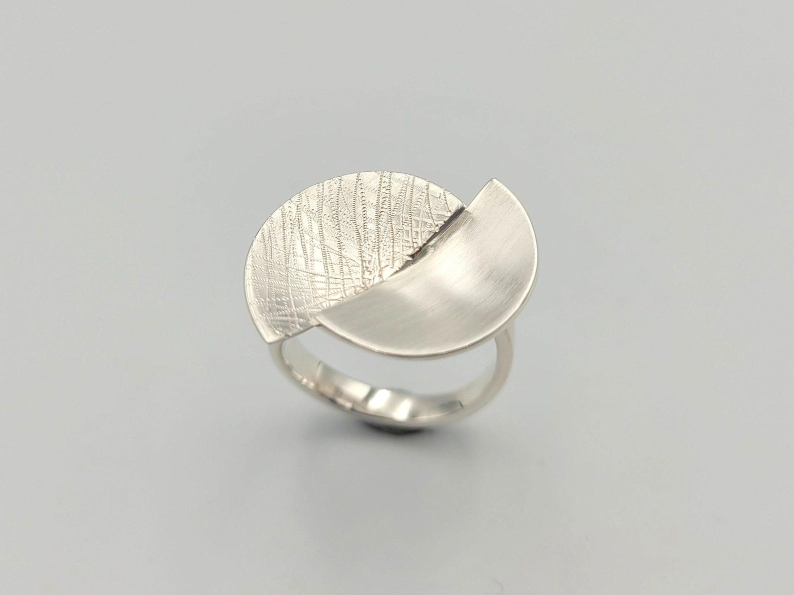 Handmade Sterling Silver Half Moon Ring: Modern Lunar Jewelry - Etsy