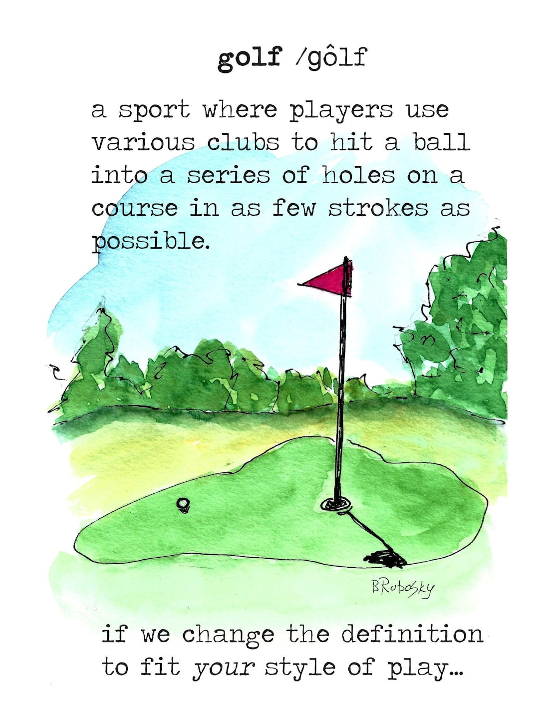 Greeting Cards | Funny Golf Card | Card for Golfer | Watercolor Cards ...