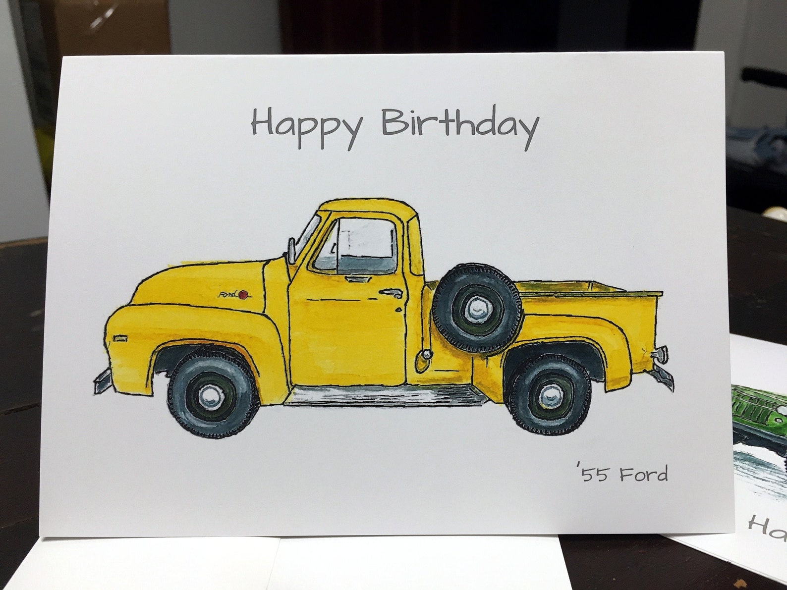 Personalized Birthday Card Watercolor Card Vintage Truck | Etsy