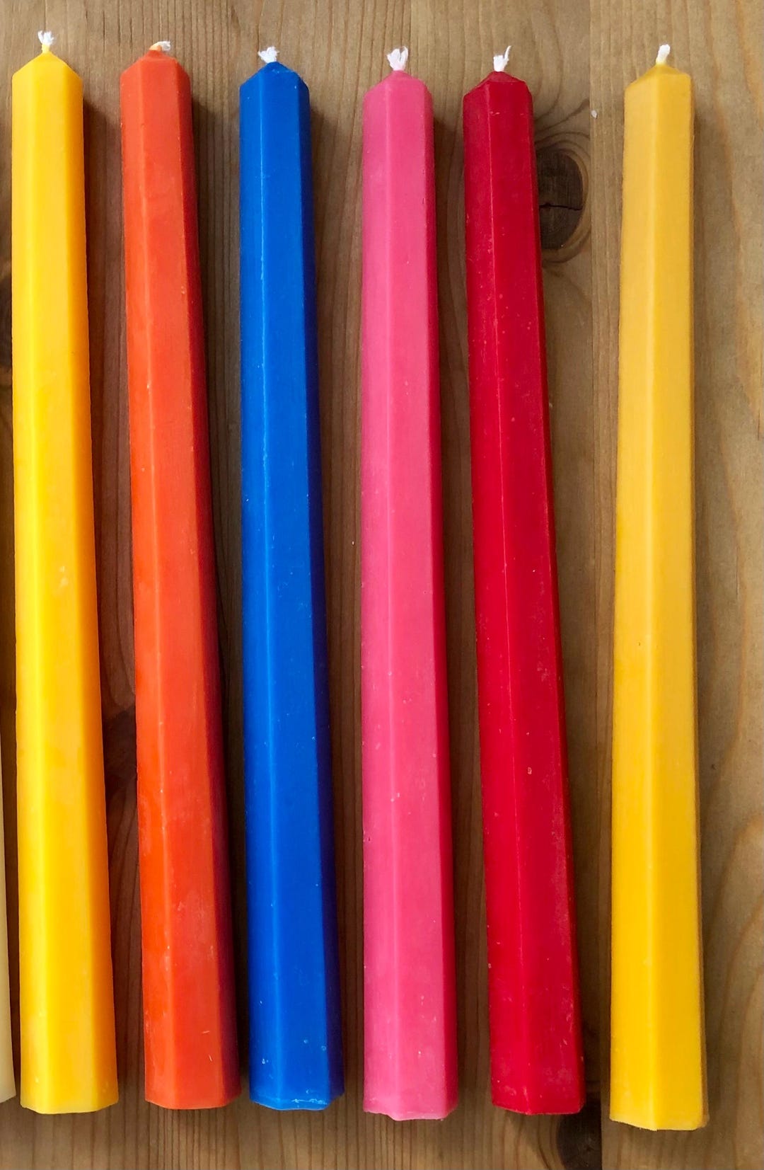 Colorful 10" Hexagonal Taper Candles ~ Natural Wax, Beeswax and Soy Wax ...