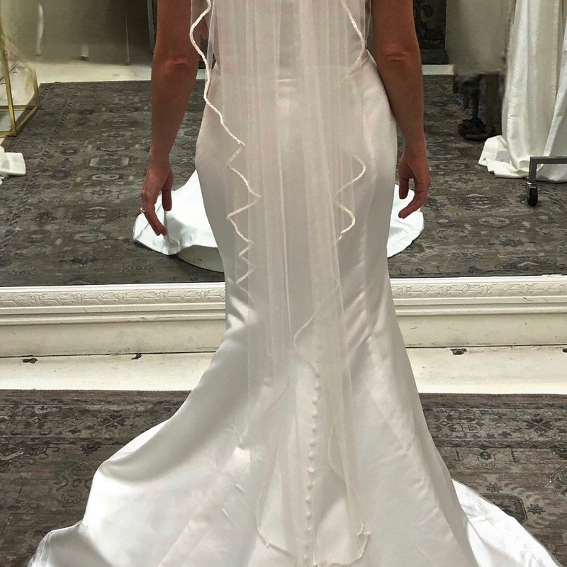 Waterfall Wedding Veil Pearl Edge - Etsy