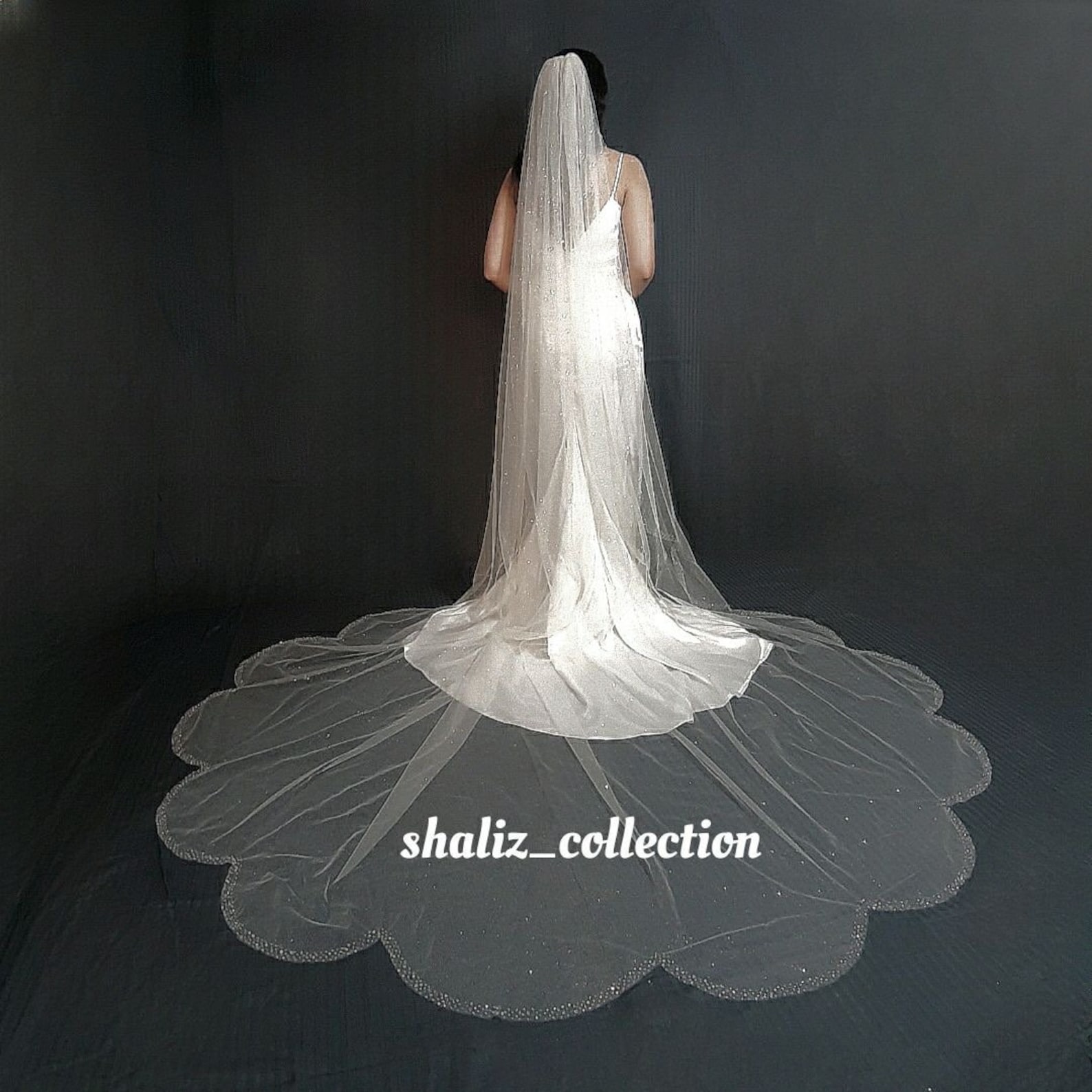 Glitter Angel Cut Veil, Waterfall Wedding Veil With Glitter Tulle ...