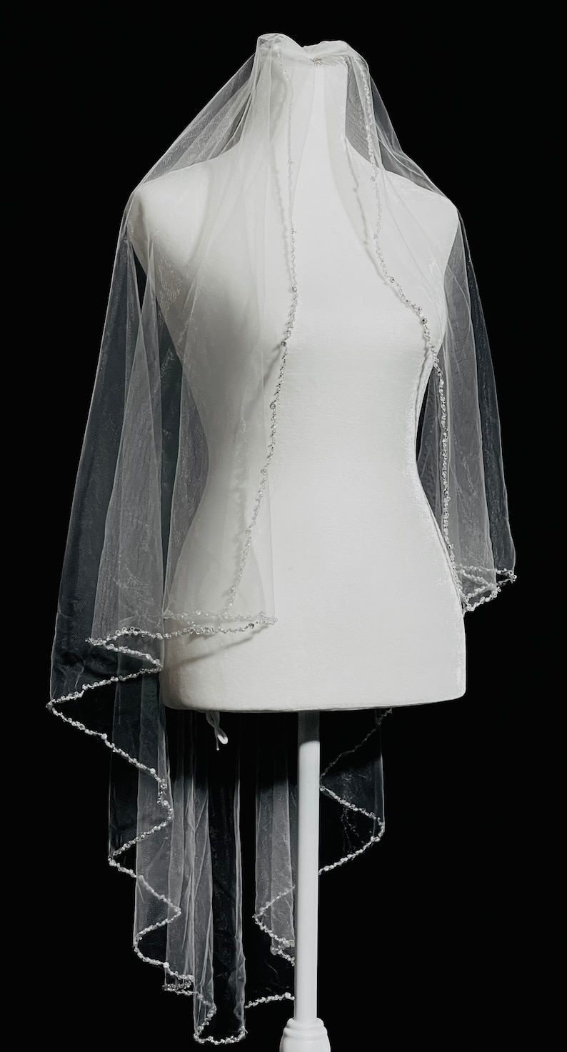 Angel Cut Waterfall Wedding Veil, Crystal Veil, Beaded Veil - Free ...