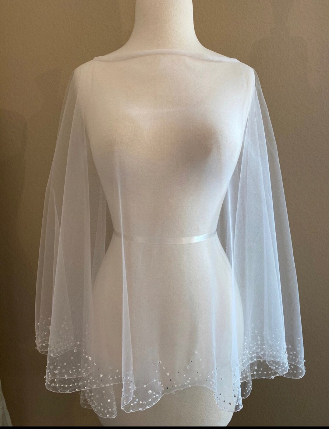 Beaded Capelet , Wedding Capelet, Crystal Beaded Cape, Wedding Cover Up ...
