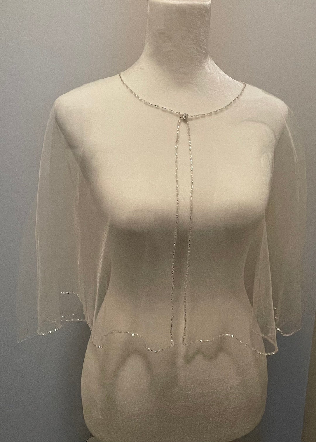 Beaded Capelet , Wedding Capelet, Crystal Beaded Cape, Wedding Cover Up ...
