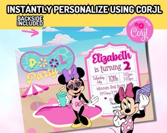 Minnie Mouse Pool Party Birthday Digital Invitation - Etsy