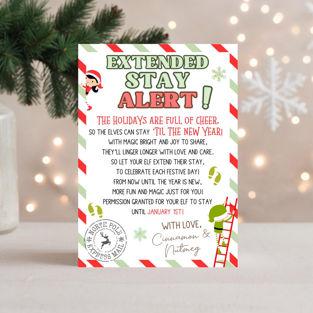 Extended Stay Until New Years: Letter Play With Elves Longer– Printable ...