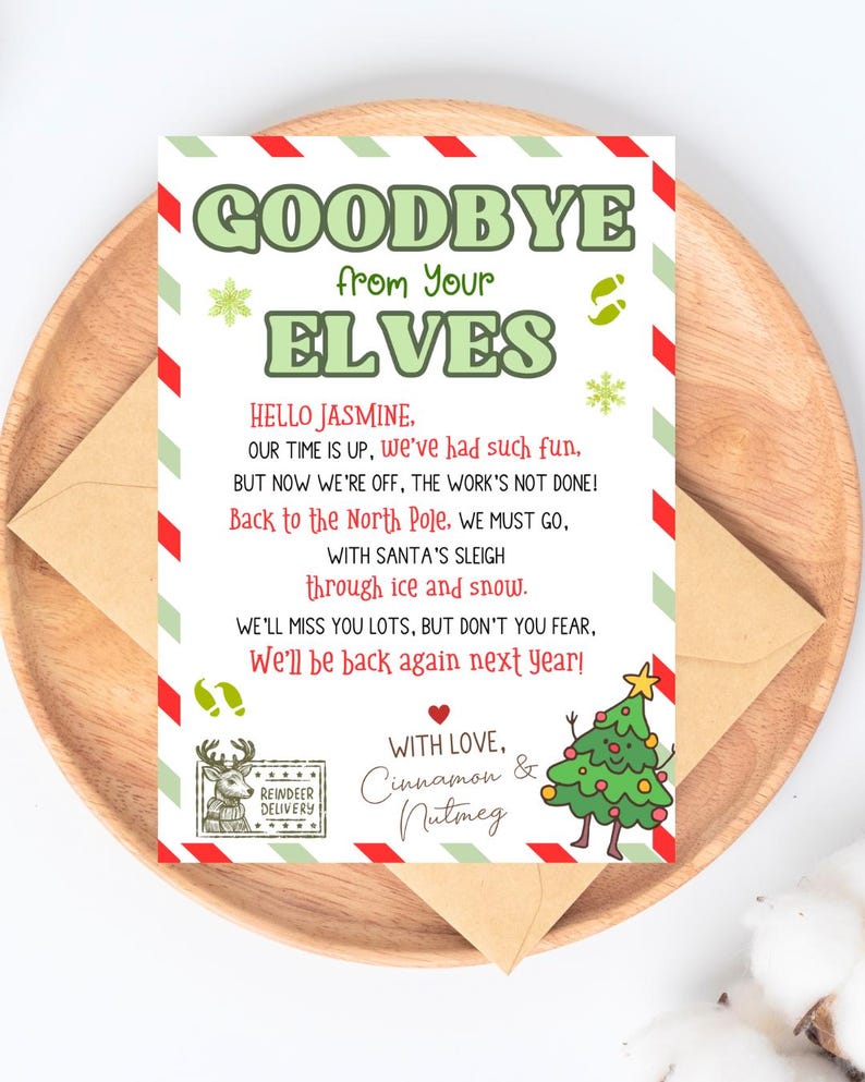 Goodbye From Your Elves: Gender-neutral Green Farewell Letter ...