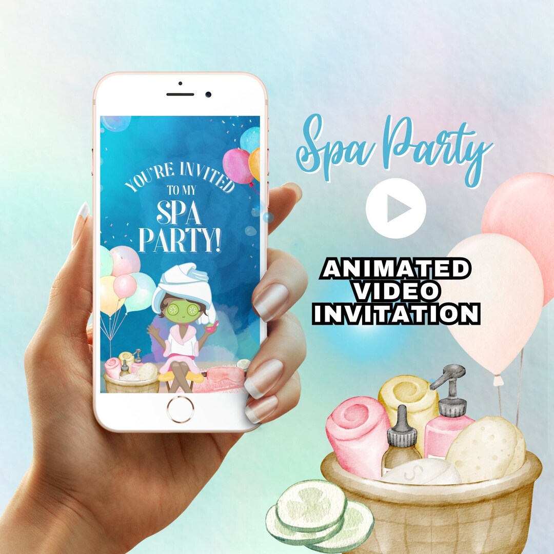 Spa Party Animated Birthday Video Invitation - Etsy