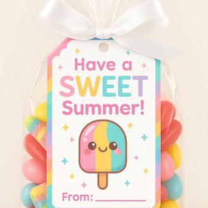 Have a Sweet Summer Gift Tag • Kawaii End of Year Favor Tag • Rainbow ...