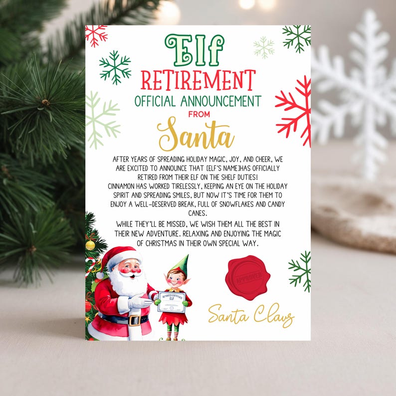 Retired Elf Announcement – A Special Farewell From Santa's Workshop - Etsy