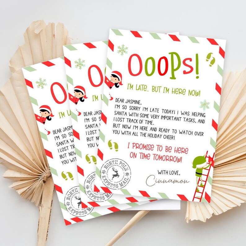 I'm Late! Elf Santa's Helpers Apology Note Printable Fun & Festive ...