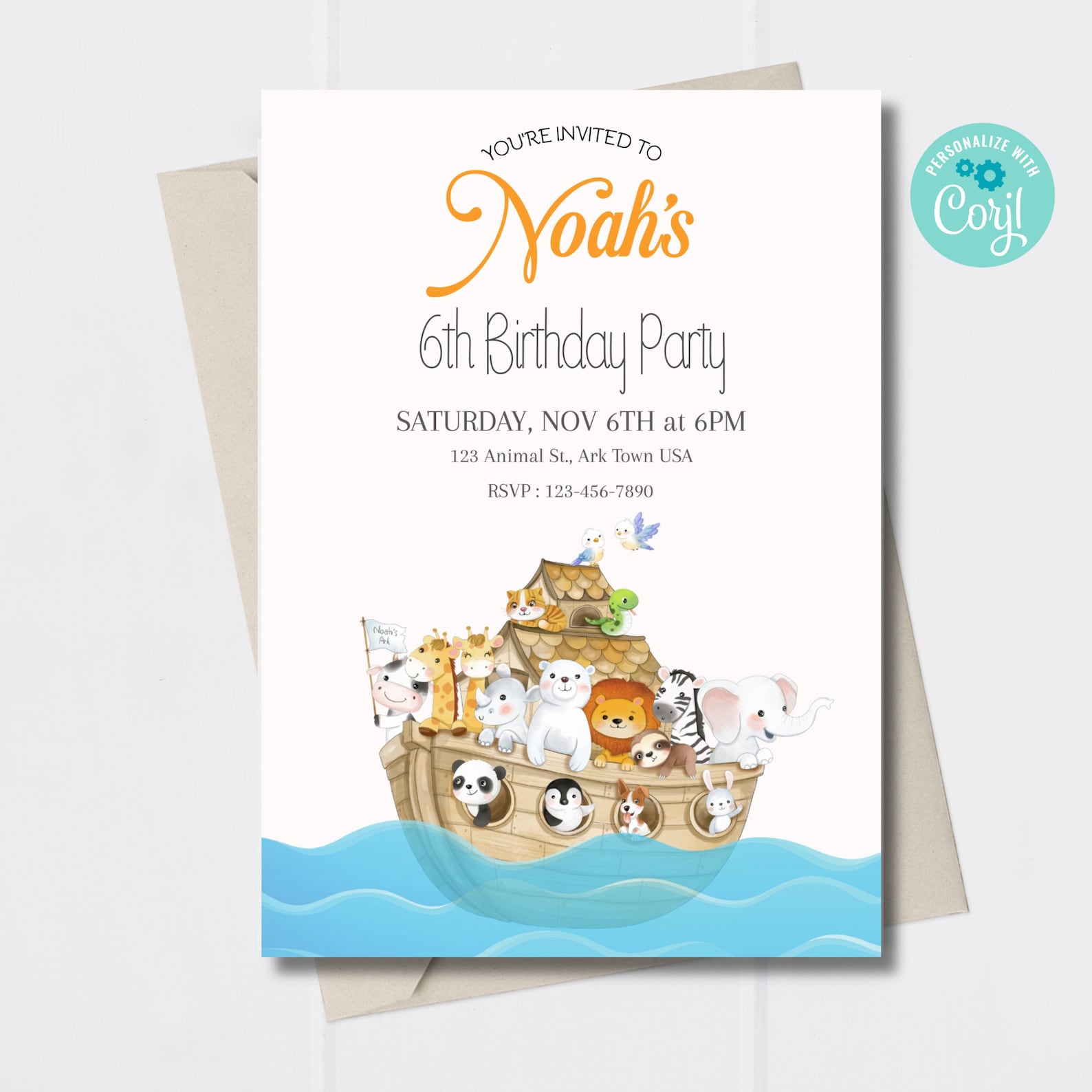 Corjl Noah's Ark Birthday Party, Baby Shower Digital Birthday ...