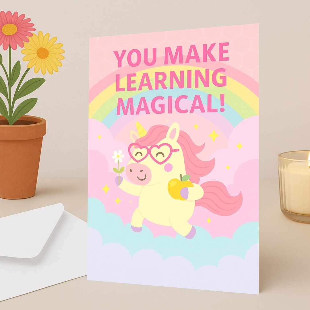 Printable Foldable Magic Unicorn Card for Teacher - Teacher ...