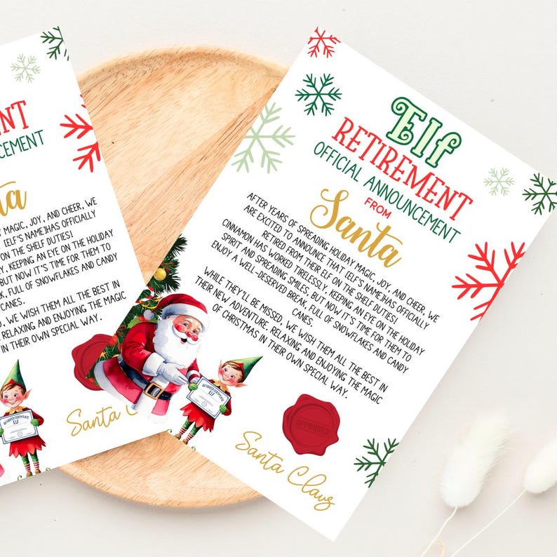 Retired Elf Announcement – A Special Farewell From Santa's Workshop - Etsy