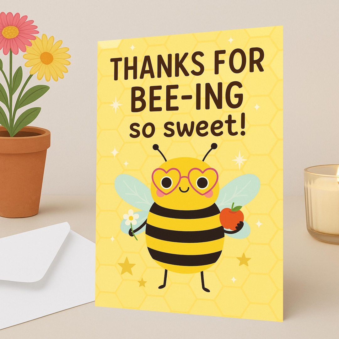 Printable Bee Teacher Card – Appreciation Thank You (PDF) - Etsy