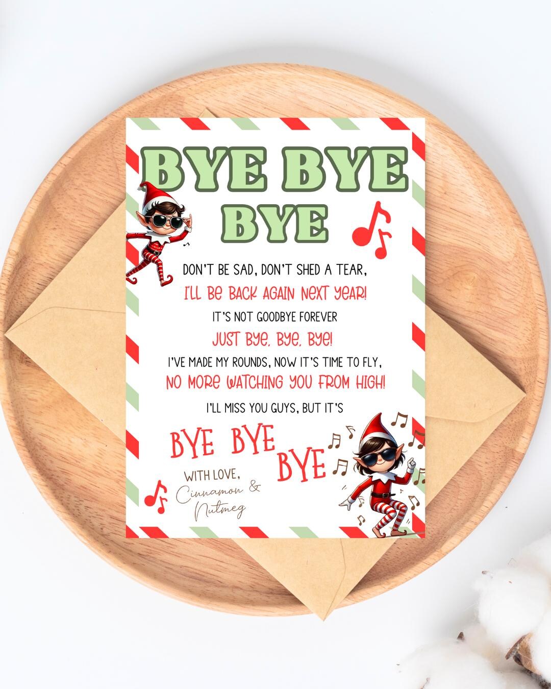 Bye Bye Bye From Your Elves: Gender-neutral Green Farewell Letter ...