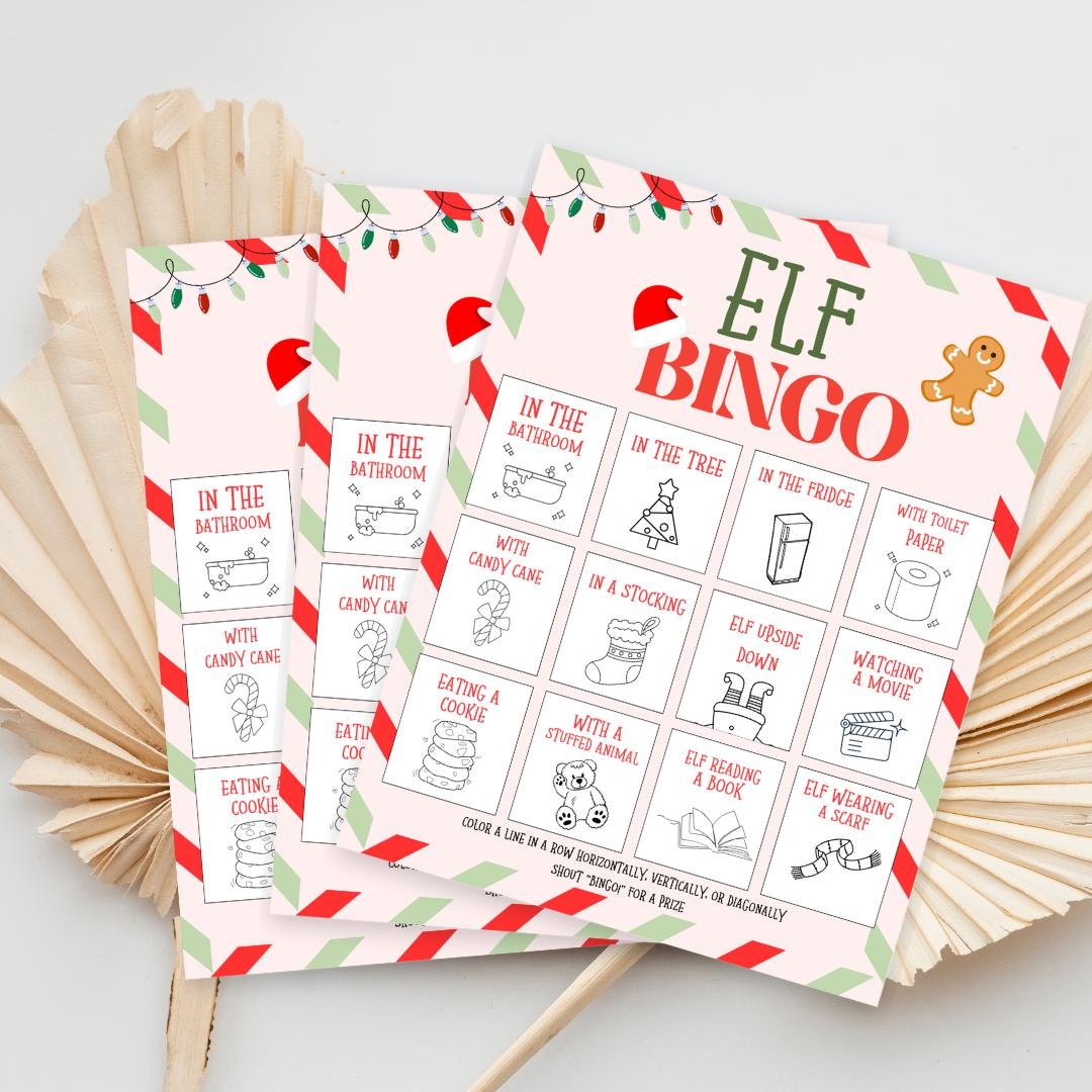 Elf on the Shelf Bingo Printable Holiday Game for Family Fun and ...