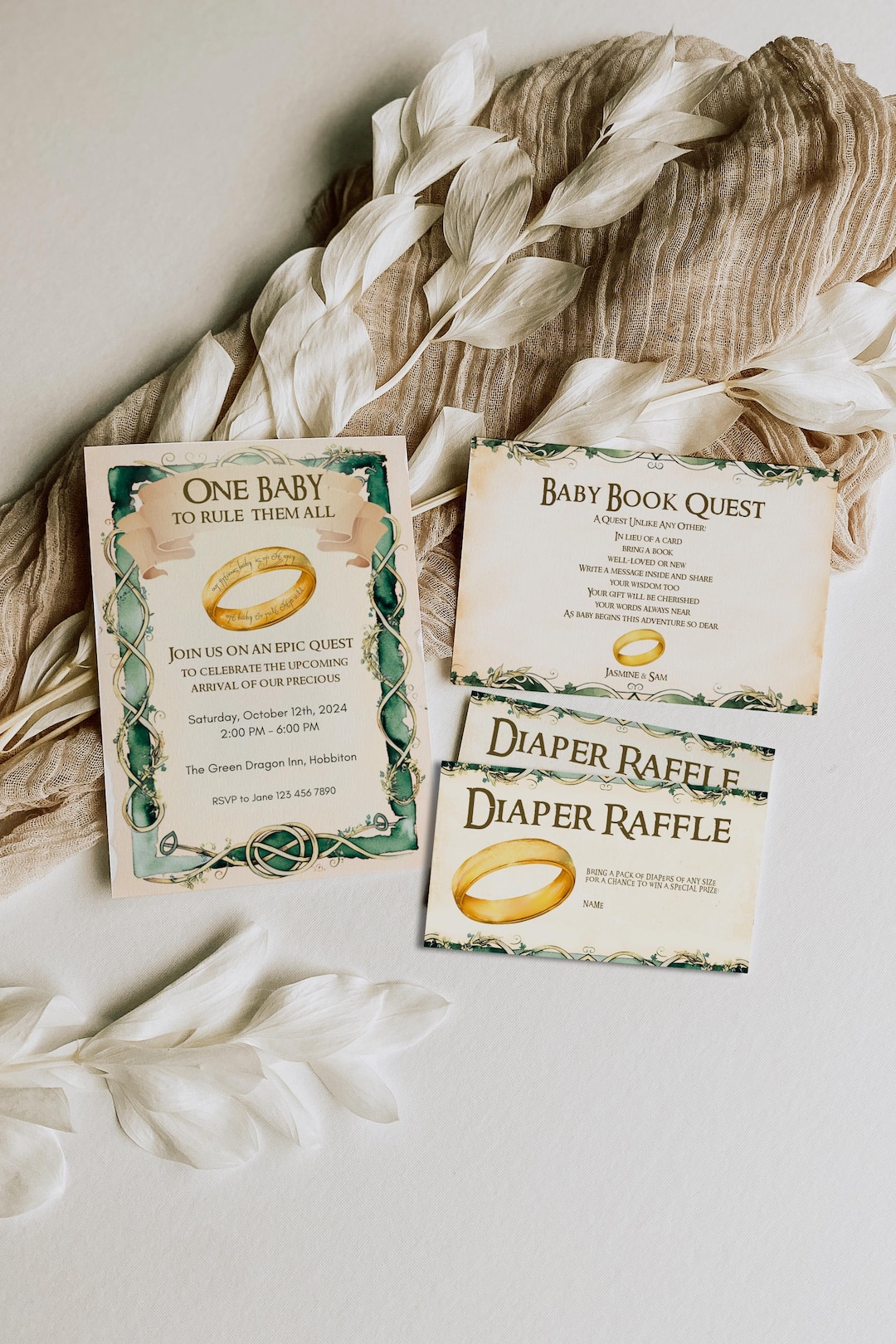 One Baby to Rule Them All Shire Hobbit Shower Invitation Bundle ...