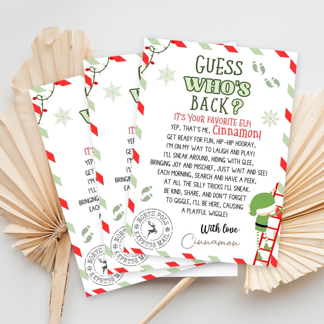 Guess Who's Back Elf Letter - Green Gender-neutral Welcome Back ...