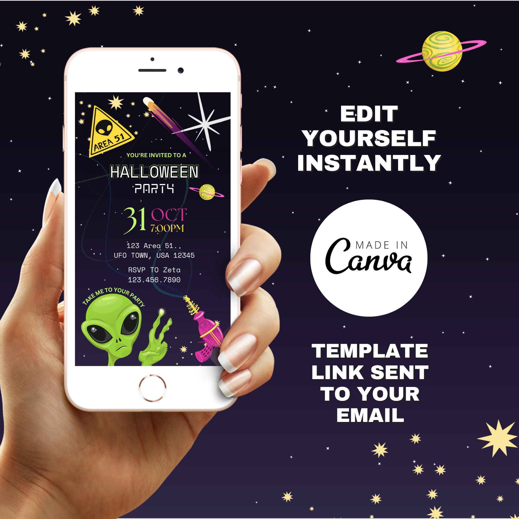 Animated Area 51 Alien Halloween Party Invitation (digital Download) - Etsy