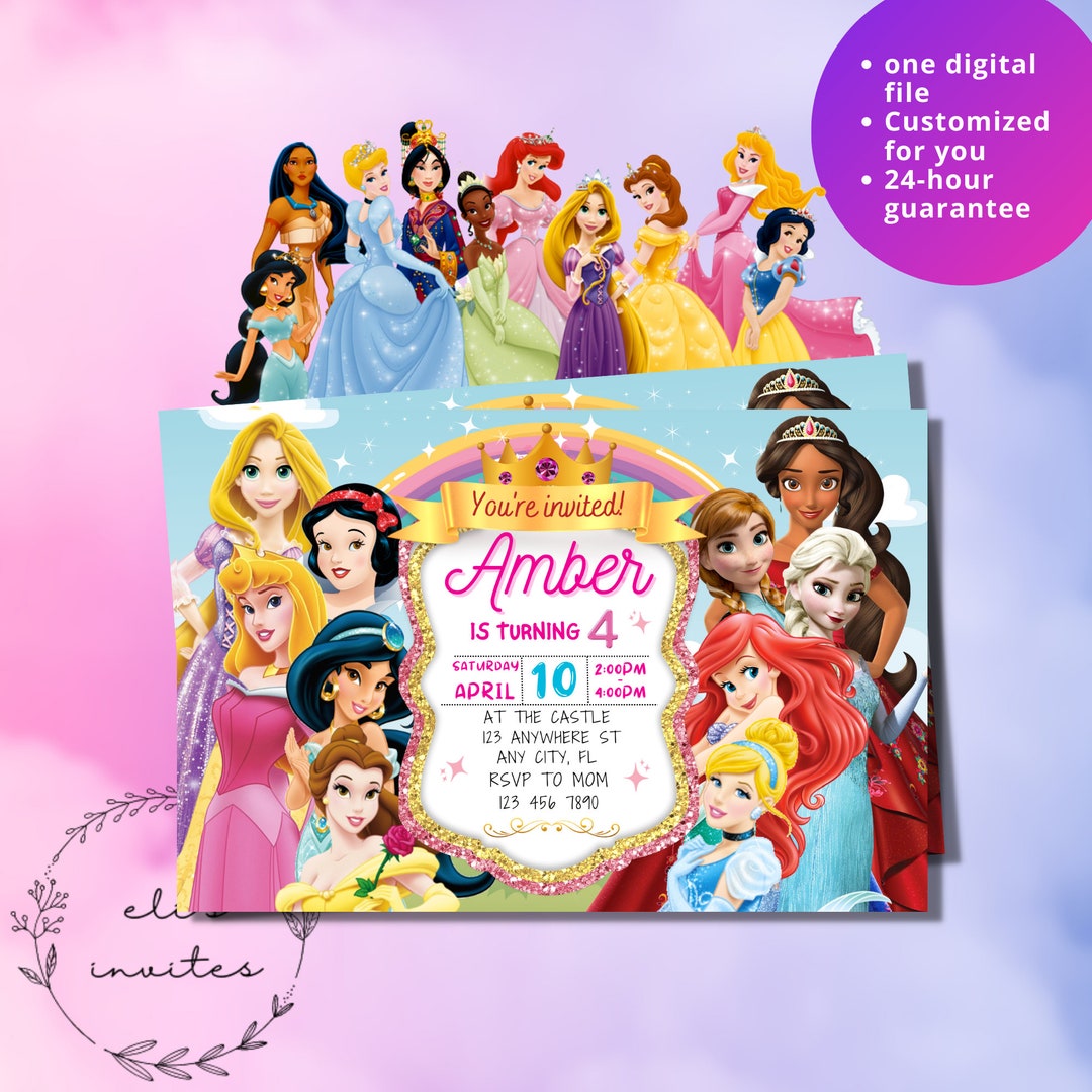 Princess Digital Birthday Invitation - Etsy