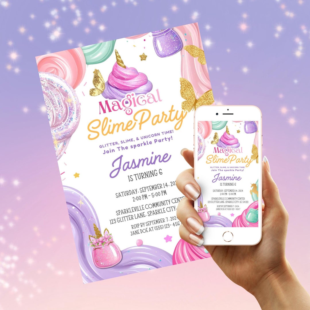 Unicorn Sparkle Slime Craft Girly Pink Glitter Birthday Digital ...