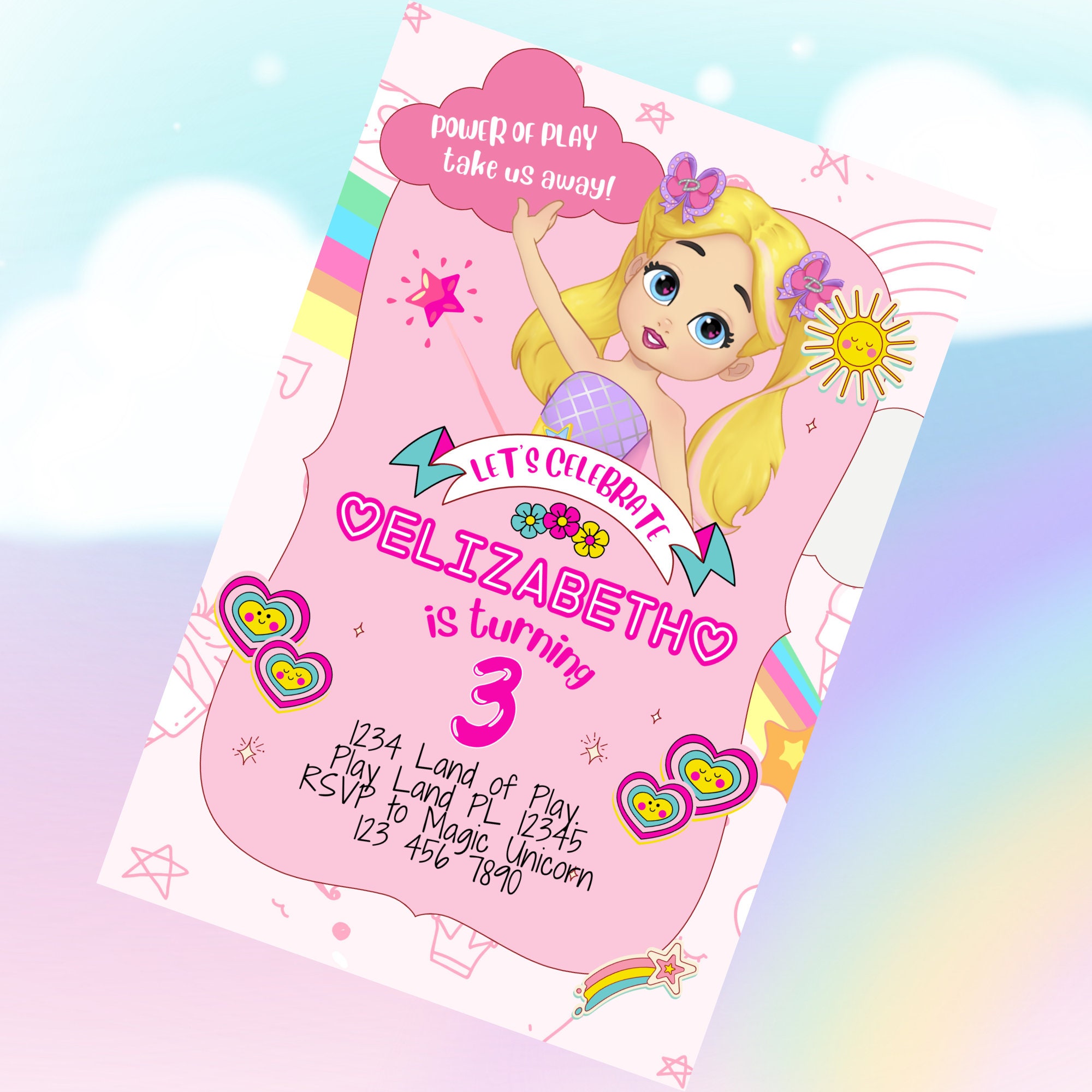 Love Diana And Roma Digital Birthday Party Invitation Etsy