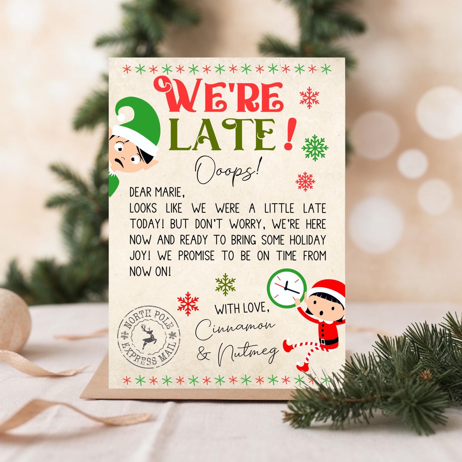 We're Late! Elf Santa's Helpers Apology Note Printable Fun & Festive ...