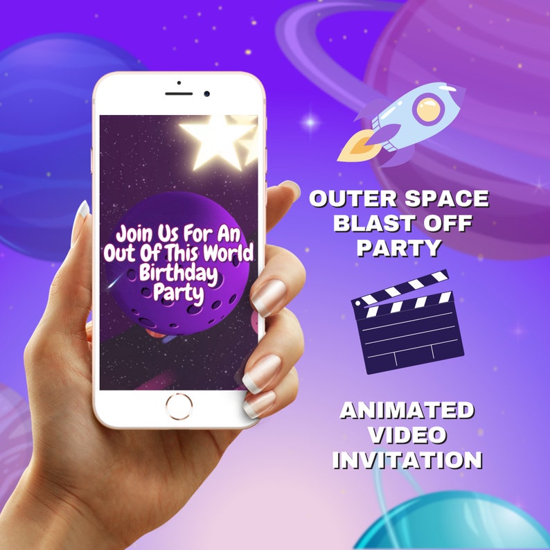 Outer Space Astronaut Out of This World Blast off Animated Birthday ...