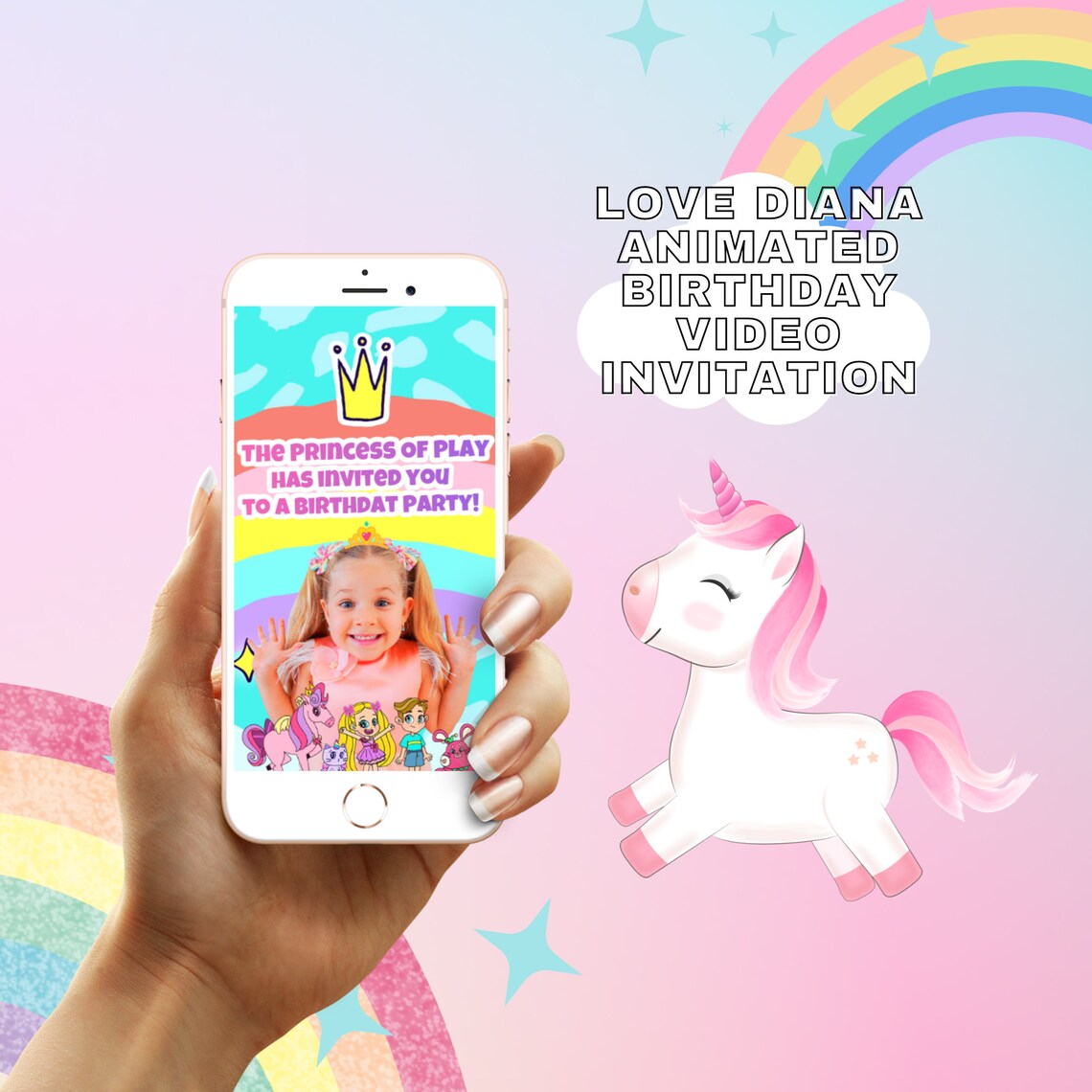 Love Diana Animated Birthday Invitation Kids Party Youtube Diana and ...