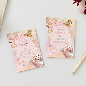 Witches and Wizards Birthday Invitation: Pink Potions, Editable ...