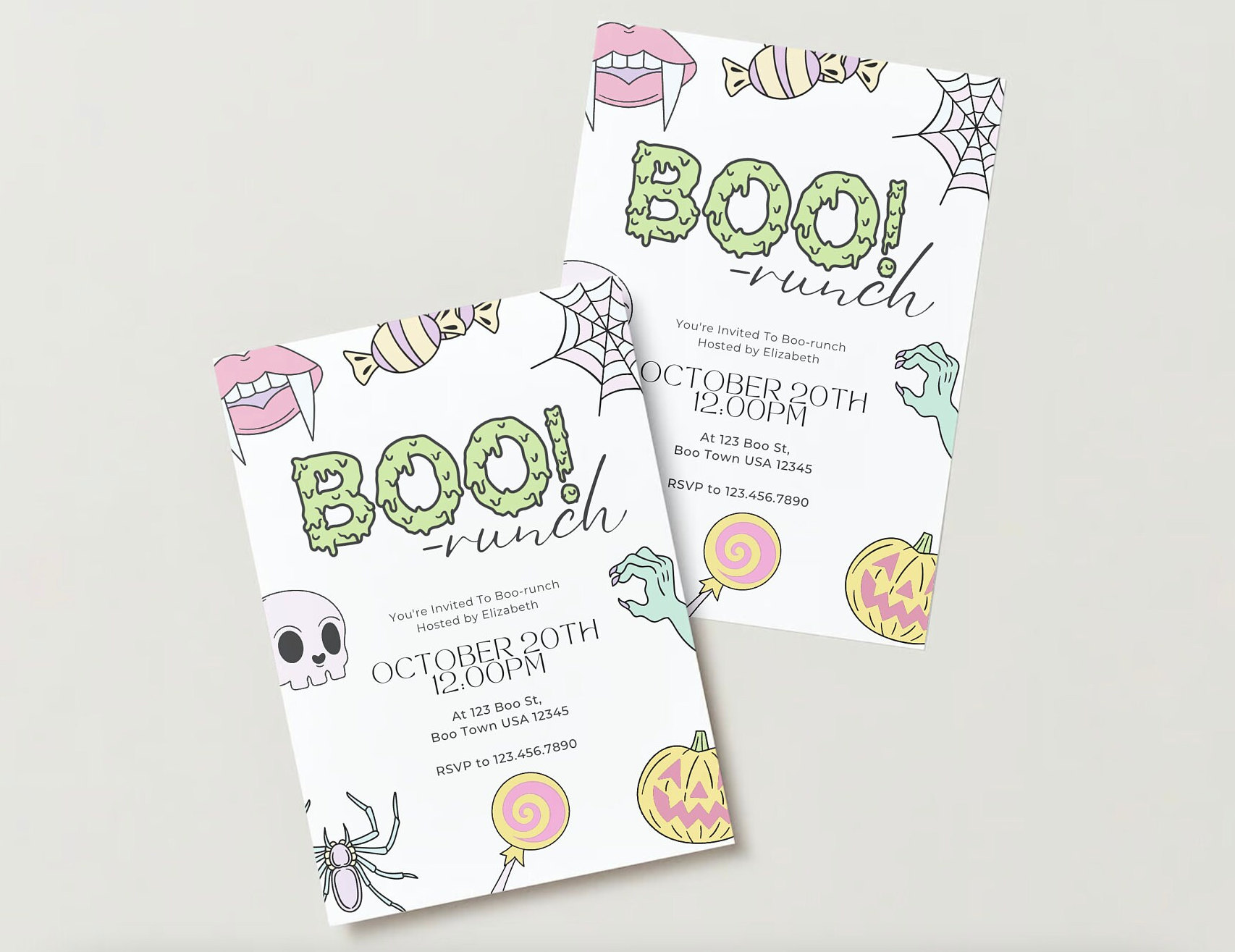Instant Editable Boo-runch Cute Halloween Party Brunch Digital ...