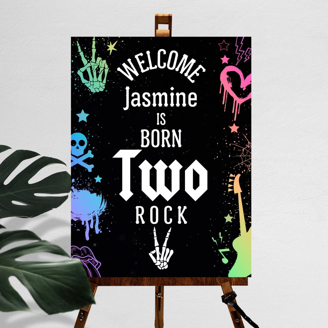 Born Two Rock Welcome Sign – Instant Edit 18x24 Printable Second Two ...